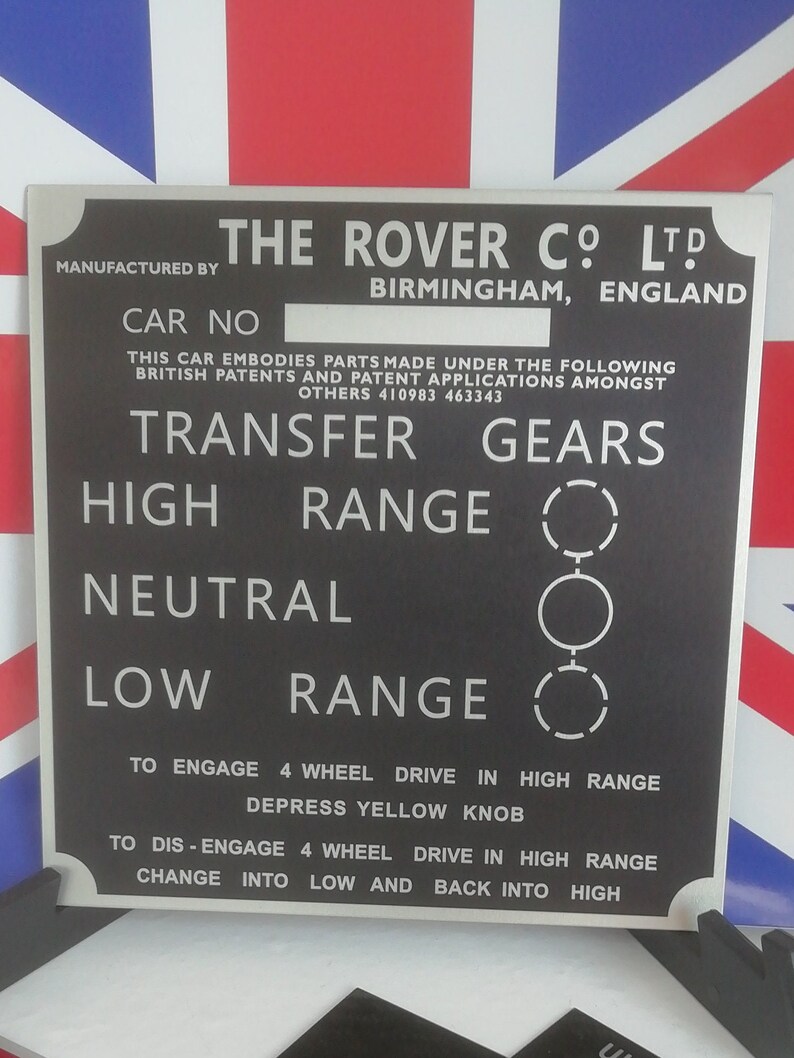 Early Land Rover Classic Car Bulkhead Information Plaque - Etsy