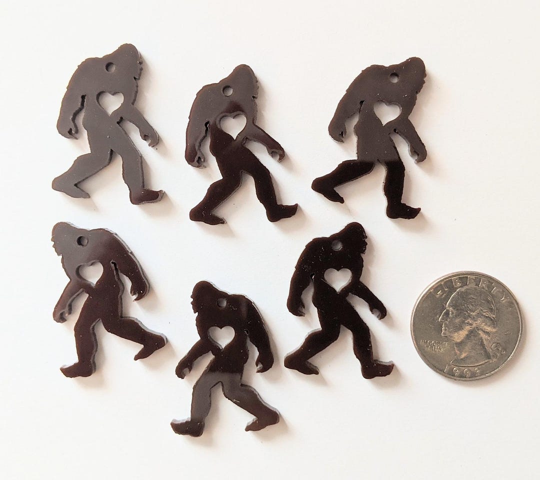 6 Bigfoot Sasquatch Laser Cut Brown Acrylic Shape Crafting Jewelry ...