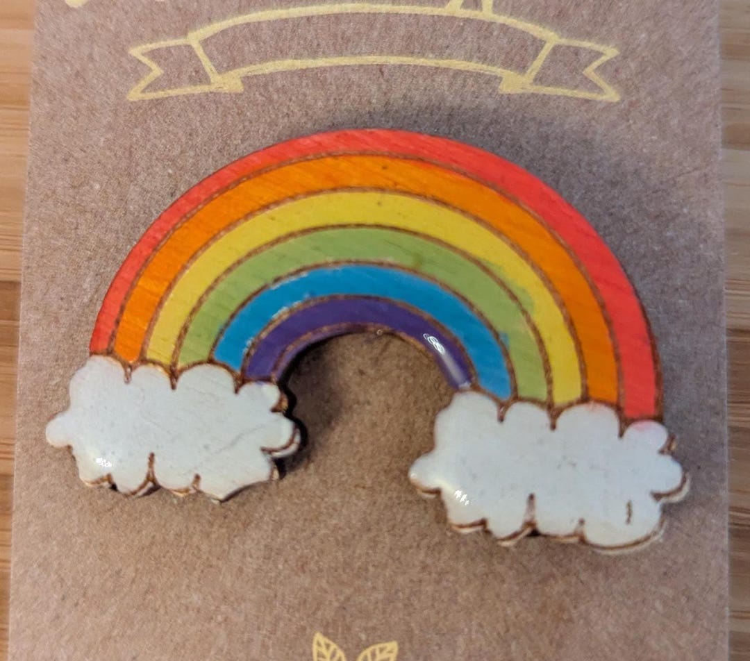 Rainbow Pin Hand Painted Wood & Resin Love Wins! LBGT - Etsy