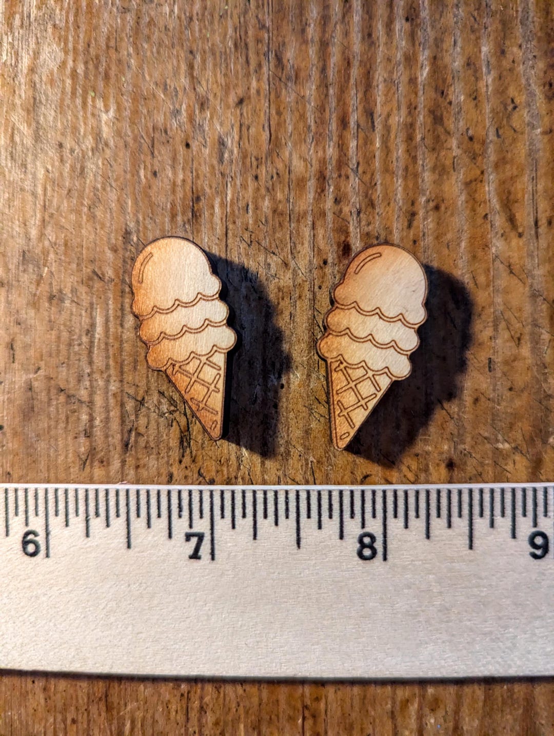 12 Ice Cream Cones Maple Wood Cut Outs for Crafts 1 1/4" Tall X 5/8 ...