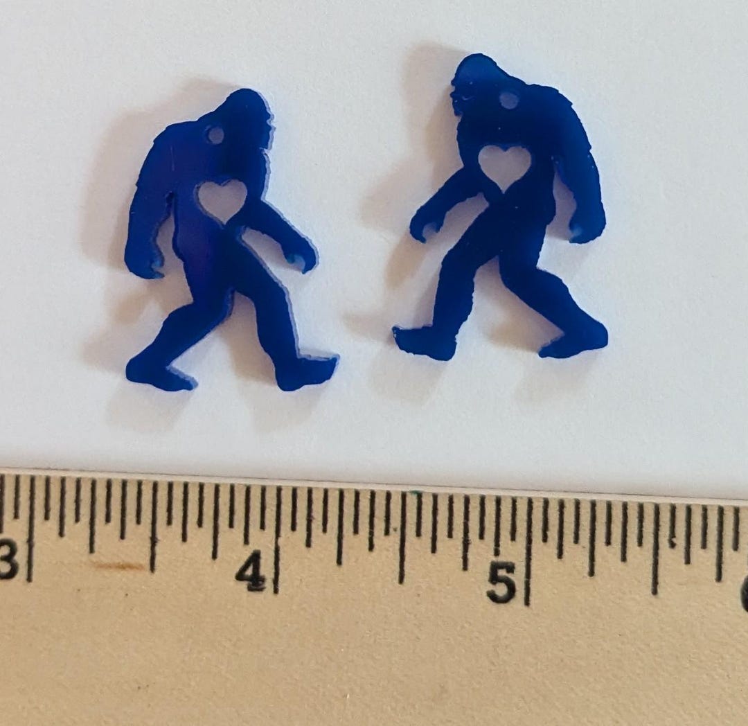 6 Blue Acrylic Bigfoot Sasquatch Shapes With Heart - Etsy