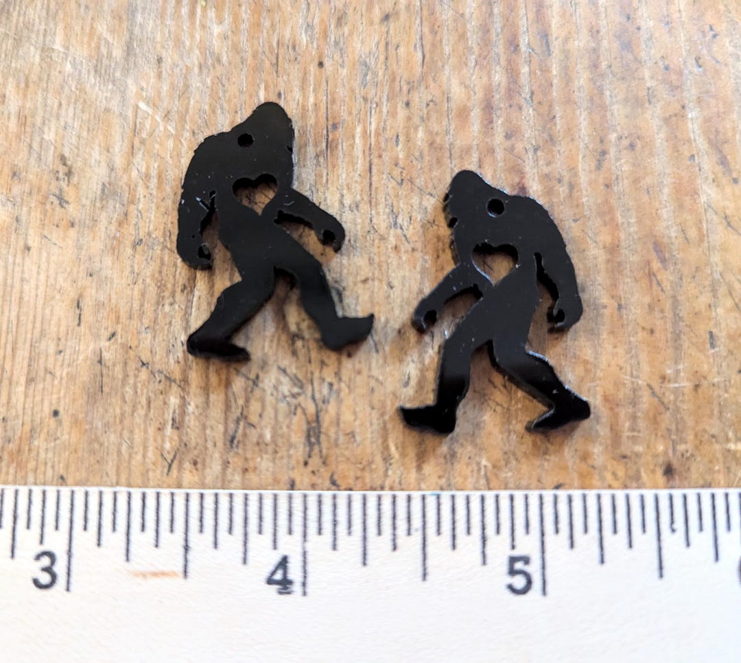 6 Black Acrylic Bigfoot Sasquatch Shapes With Heart - Etsy