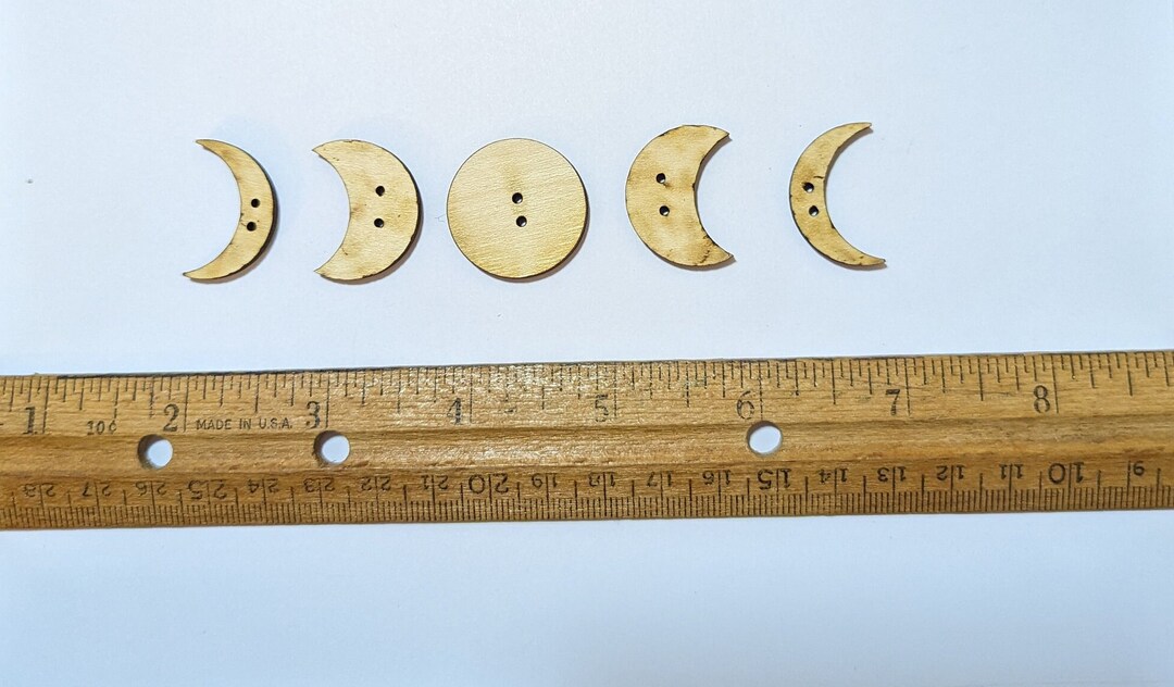 Lunar Phase Laser Cut Wooden Unfinished Buttons 2 Sets 10 Buttons - Etsy