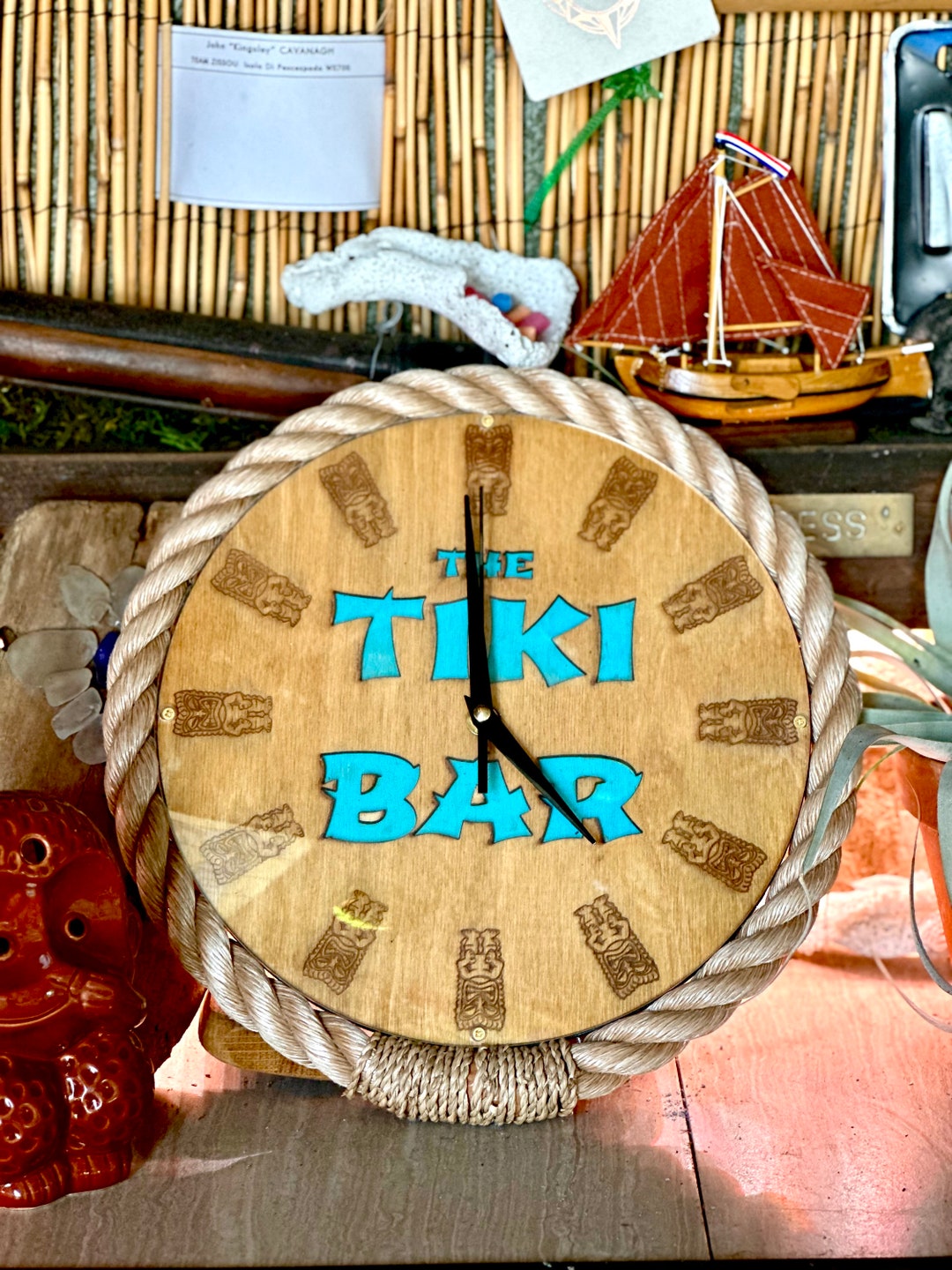 Custom Tiki God of Good Fortune Clock - Etsy