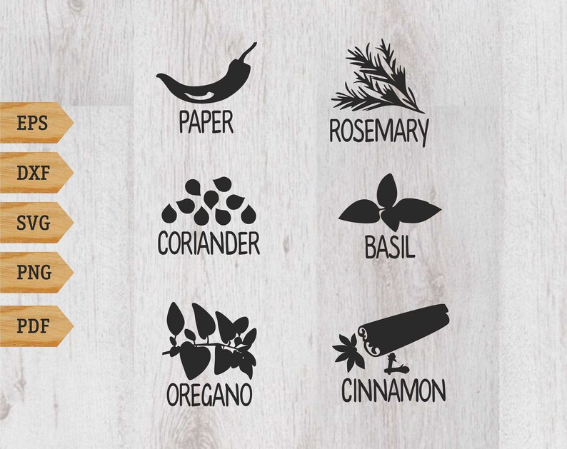Spice labels svg Seasoning labels Herbs sign Condiments svg | Etsy