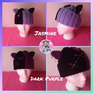 Crocheted Split Cat Beanies With Sliver Charms, Chains and Other ...