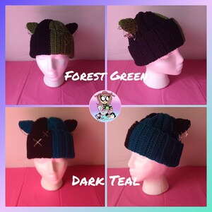 Crocheted Split Cat Beanies With Sliver Charms, Chains and Other ...