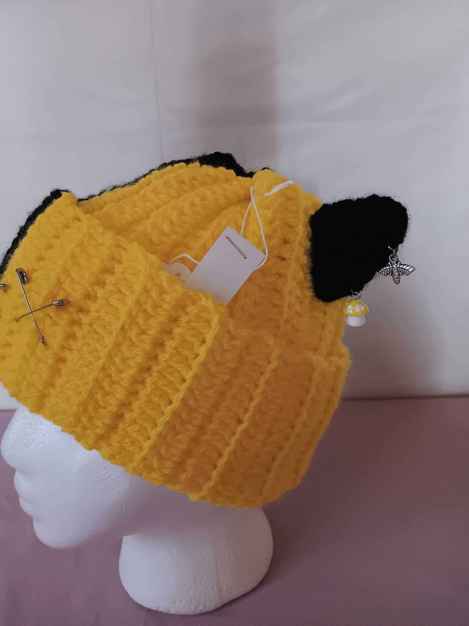 Crocheted Split Cat Beanies With Sliver Charms, Chains and Other ...