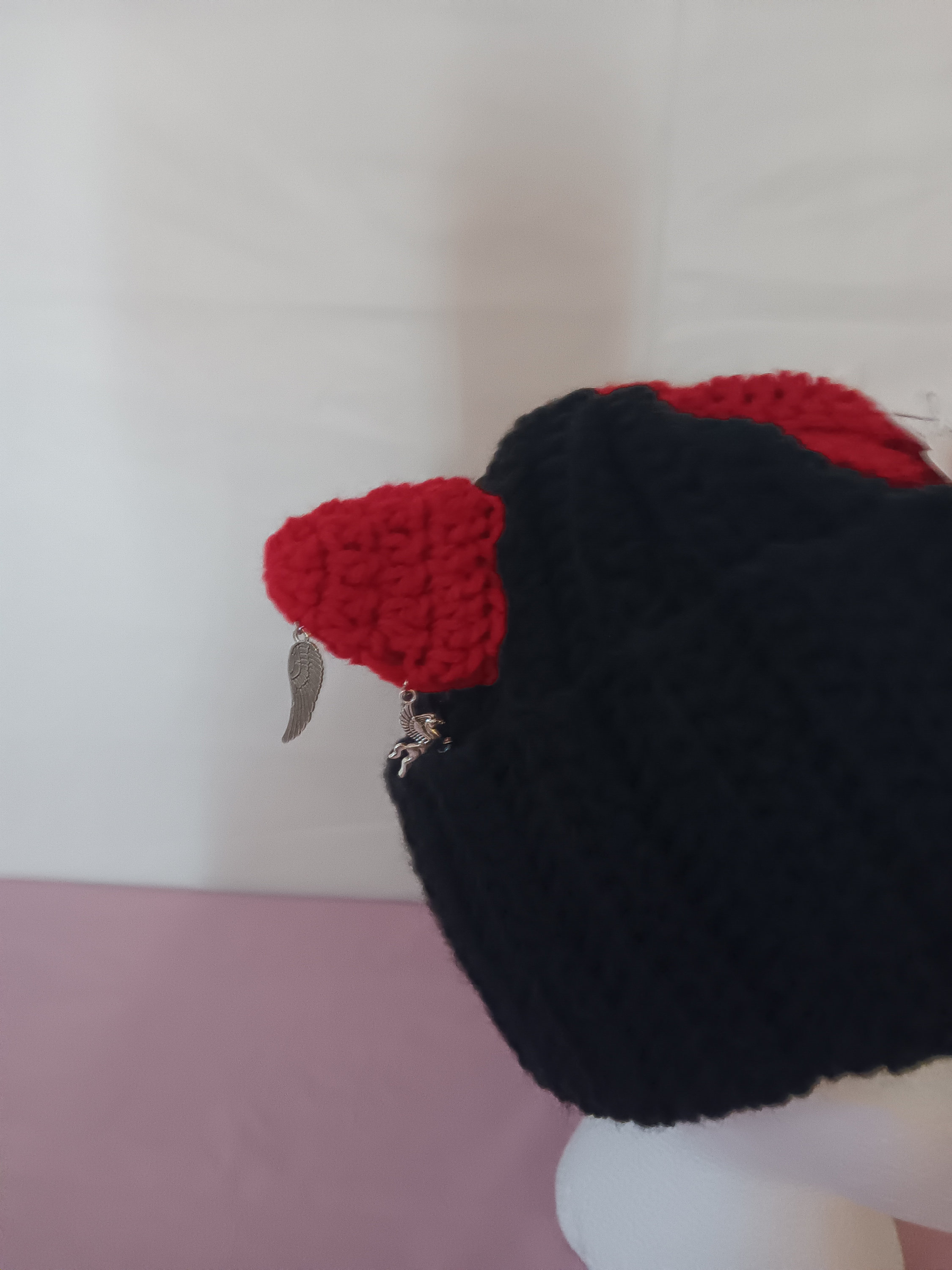 Crocheted Split Cat Beanies With Sliver Charms, Chains and Other ...
