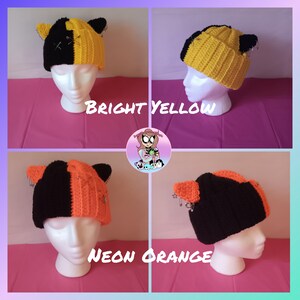 Crocheted Split Cat Beanies With Sliver Charms, Chains and Other ...