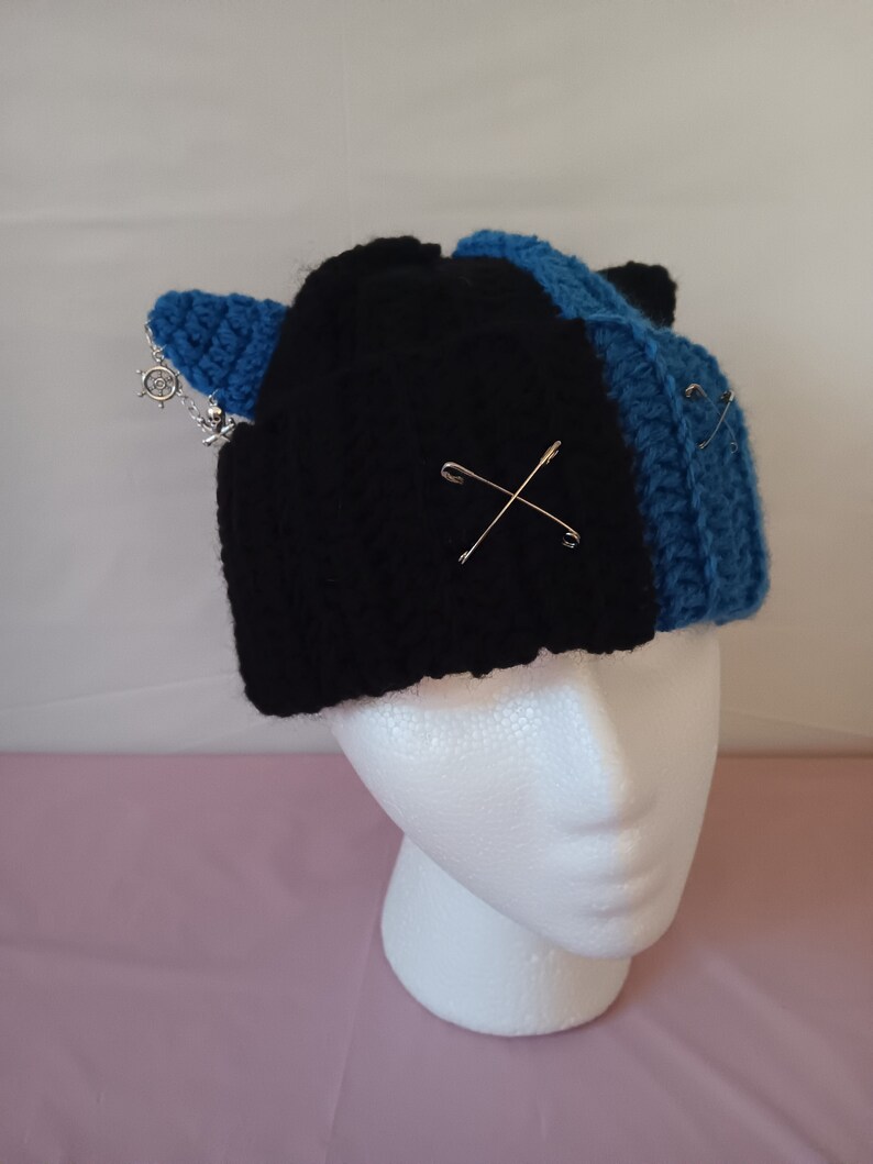 Crocheted Split Cat Beanies With Sliver Charms, Chains and Other ...