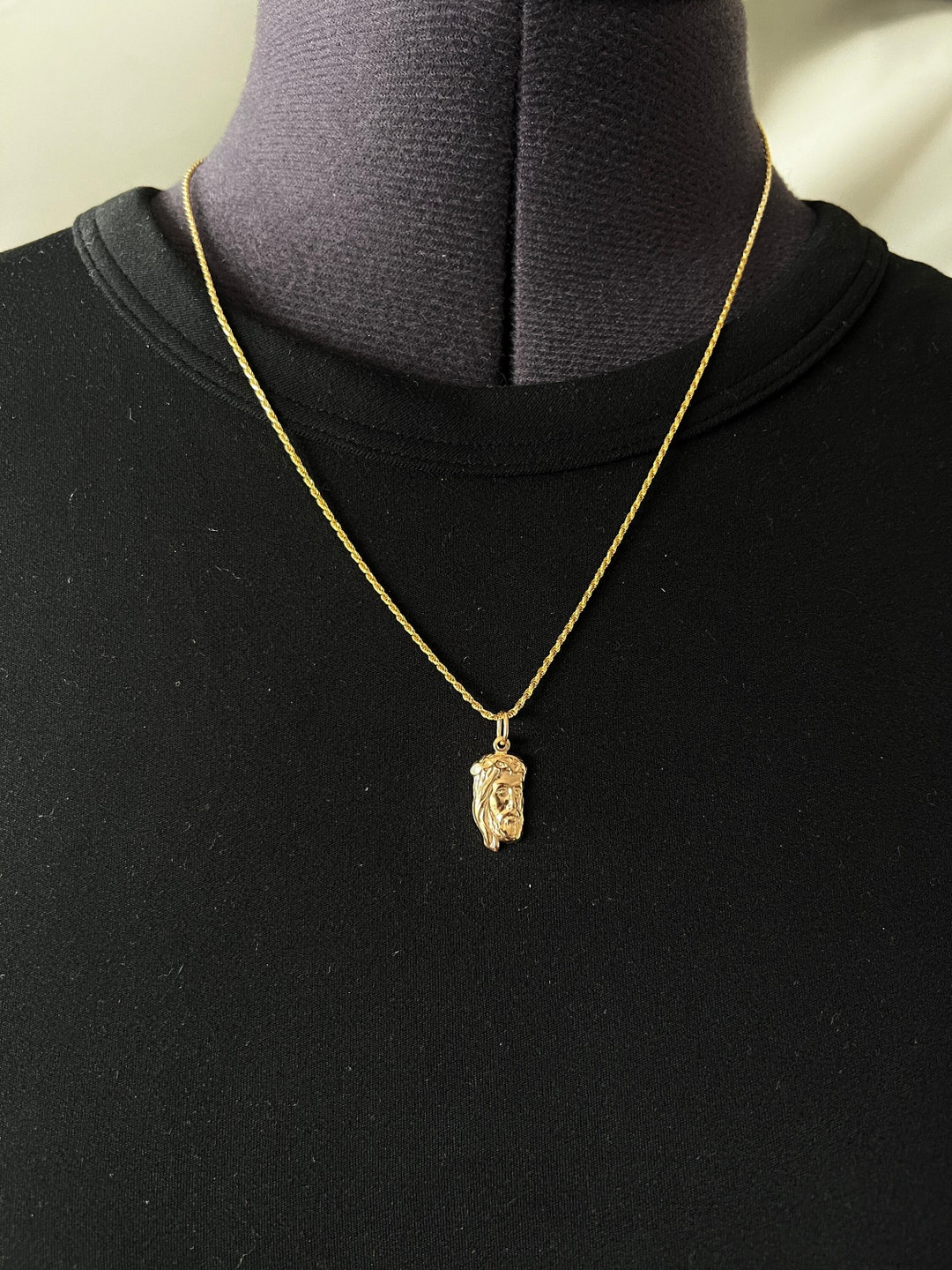 9ct Gold Jesus Piece With Fine Rope Chain, 18 20 Lengths Available ...