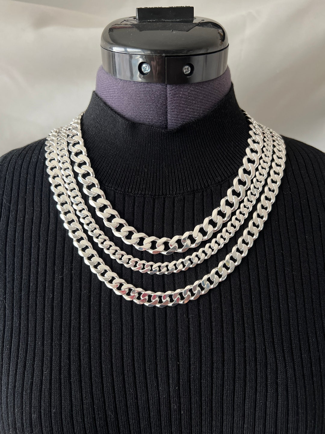 Sterling Silver Large Curb Chain, Heavy Silver Chain, 7.5mm 11.3mm ...