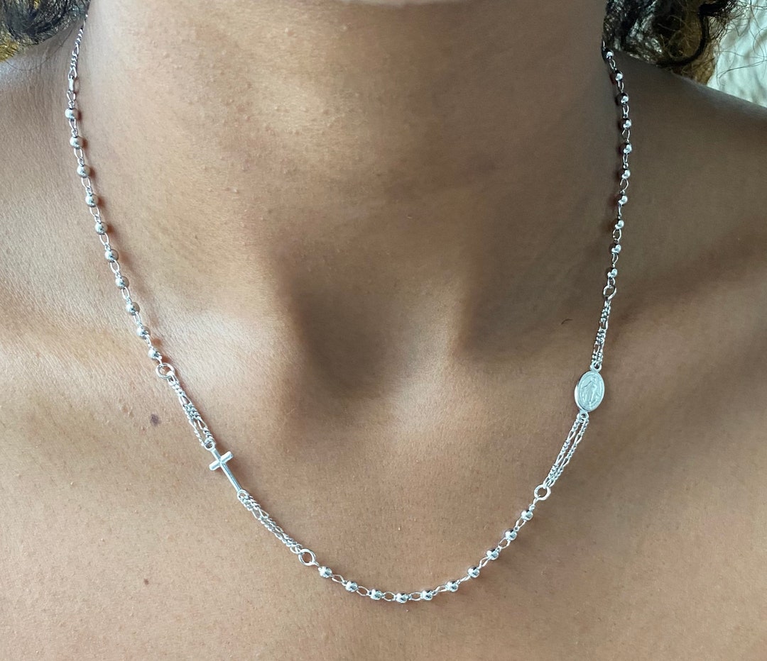 925 Silver Rosary Chain 18inch 2mm 4.7g Rosary Beads - Etsy