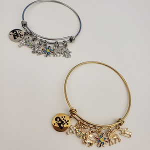 Assyrian Charm Bangle Bracelet | Gold & Silver | Lamassu | King Ashur ...