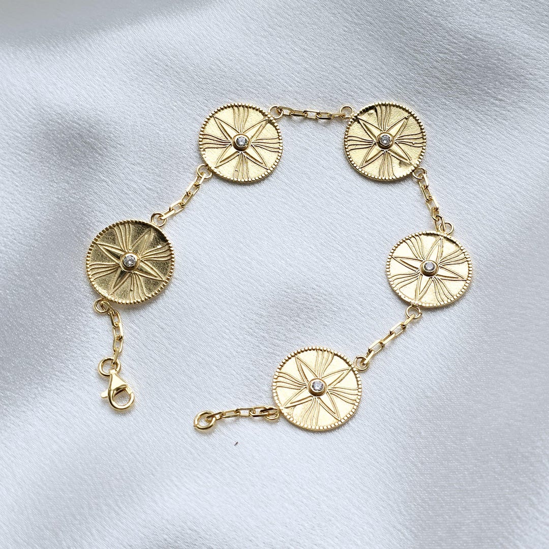 Assyrian Flag Coin Chain Bracelet With Diamond | Gold Vermeil ...