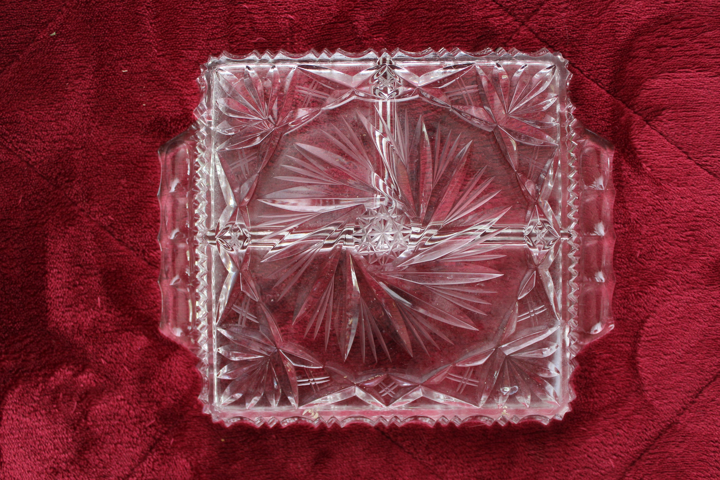 Vintage Cut Glass Pinwheel Crystal Set of Six Glasses Plus Pinwheel Cut ...