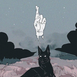 GOODLUCK, Print, Eerie, Dog, Landscape, Dark, Animal, Illustration ...