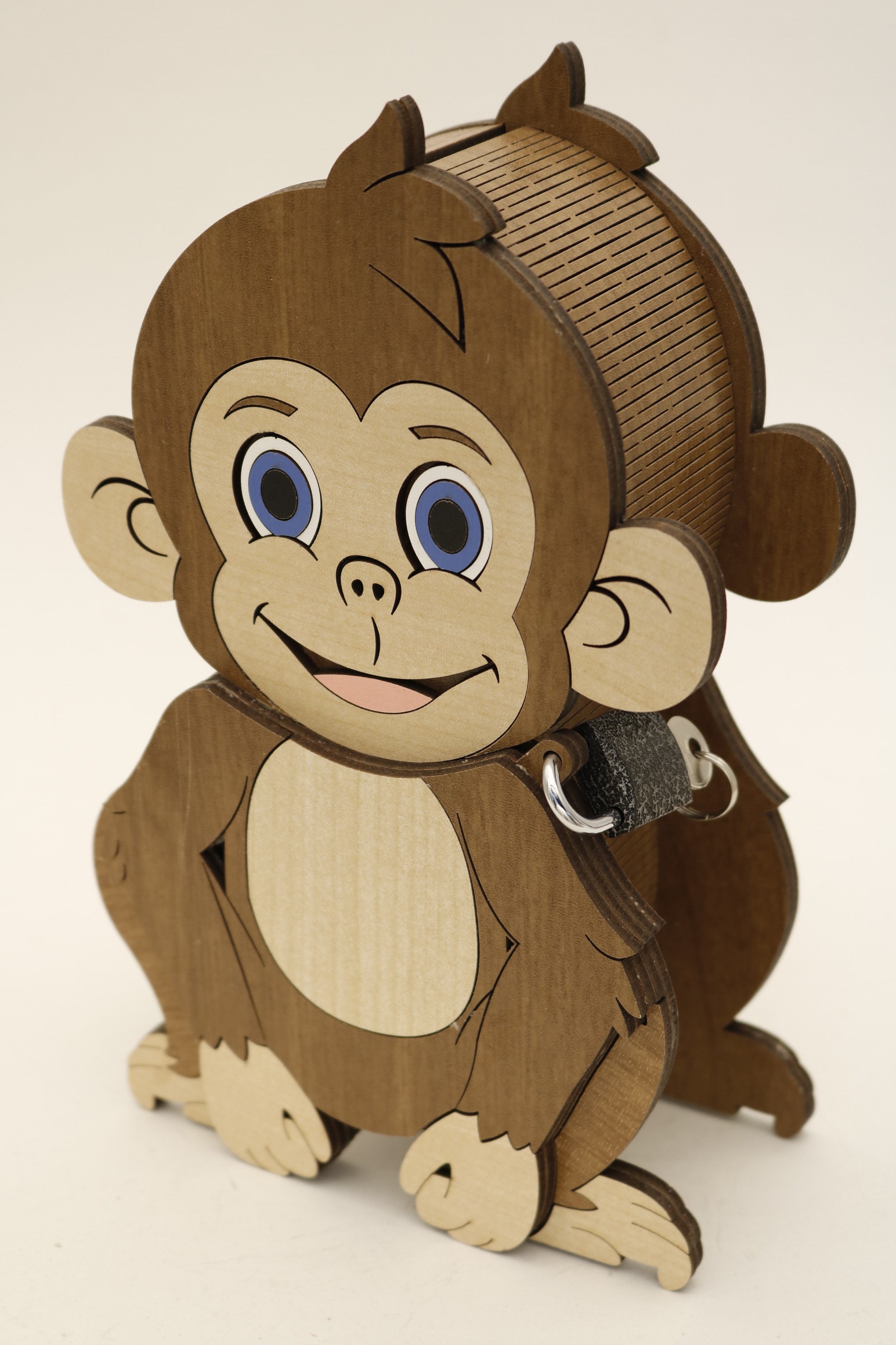 Brown monkey money box laser cutting coin bank wooden piggy | Etsy