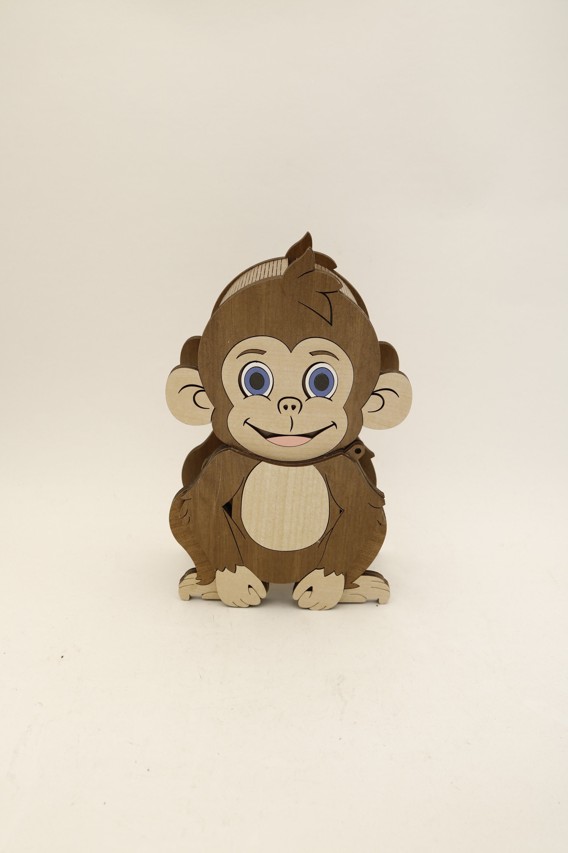 Brown monkey money box laser cutting coin bank wooden piggy | Etsy