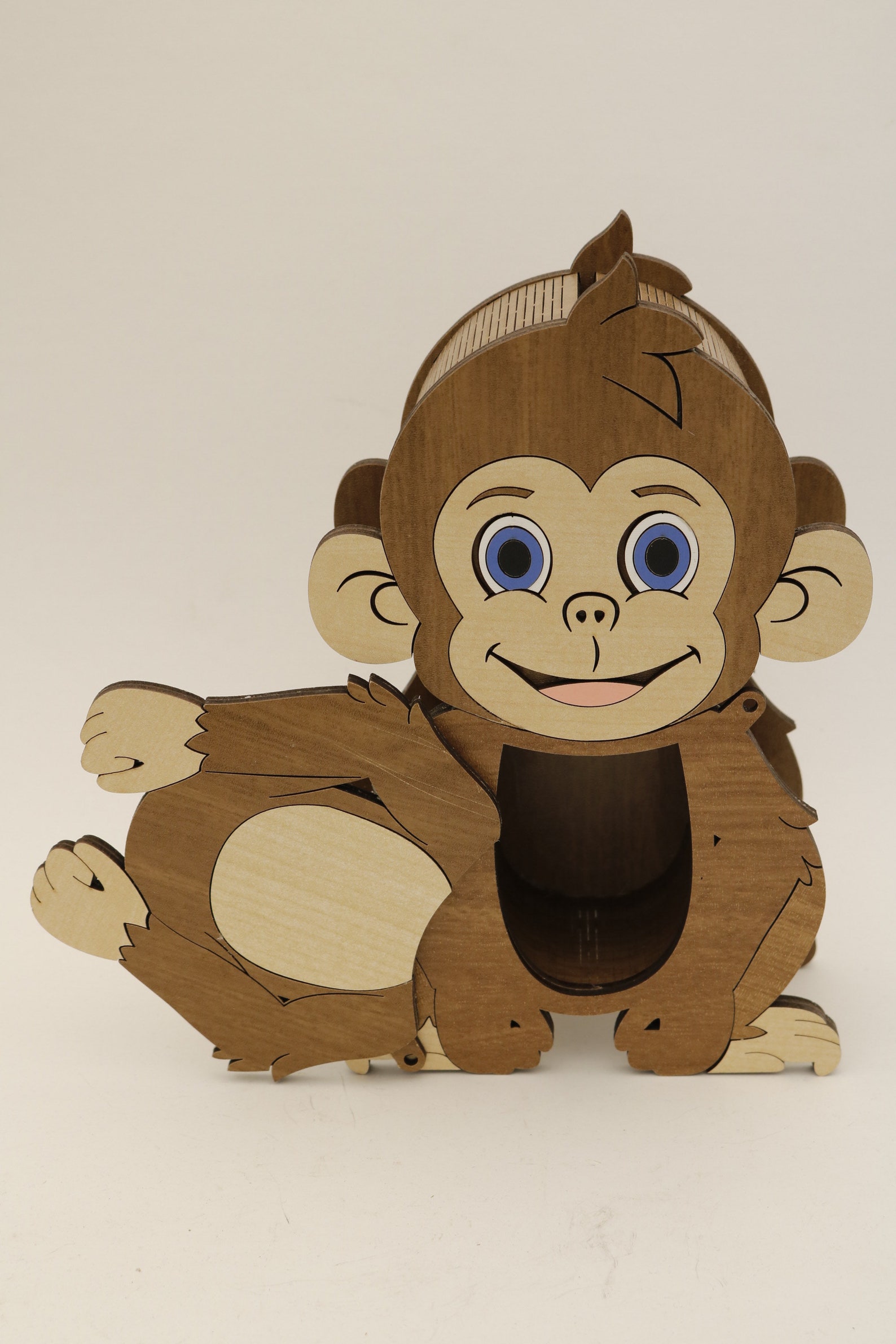 Brown monkey money box laser cutting coin bank wooden piggy | Etsy
