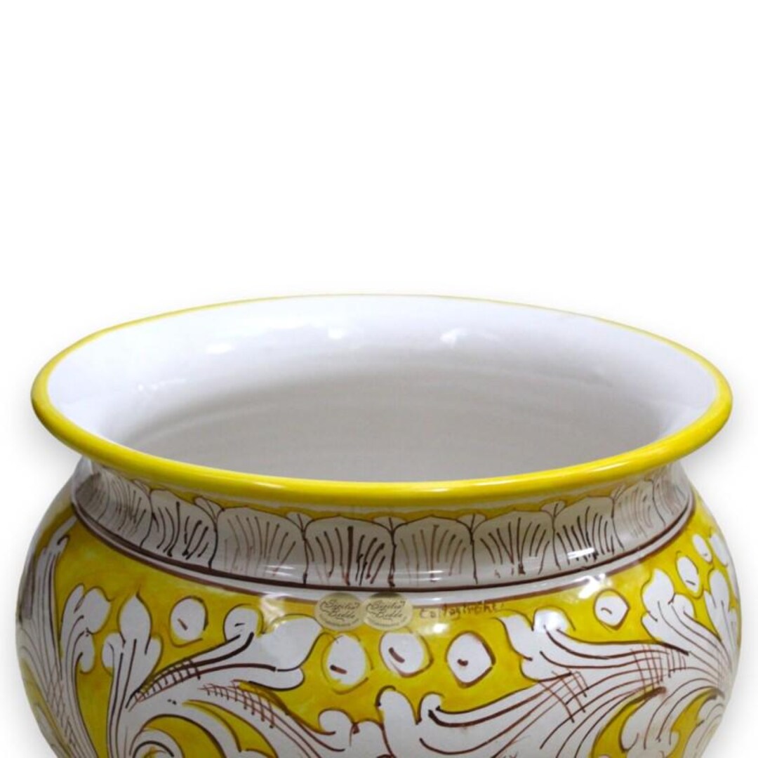 Cachepot Caltagirone Ceramic Plant Pot, 5 Size Options 1pc Yellow and ...