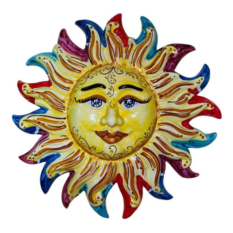 Sun with Sicilian ceramic rays diameter about 33 cm Fine Art Ceramics ...