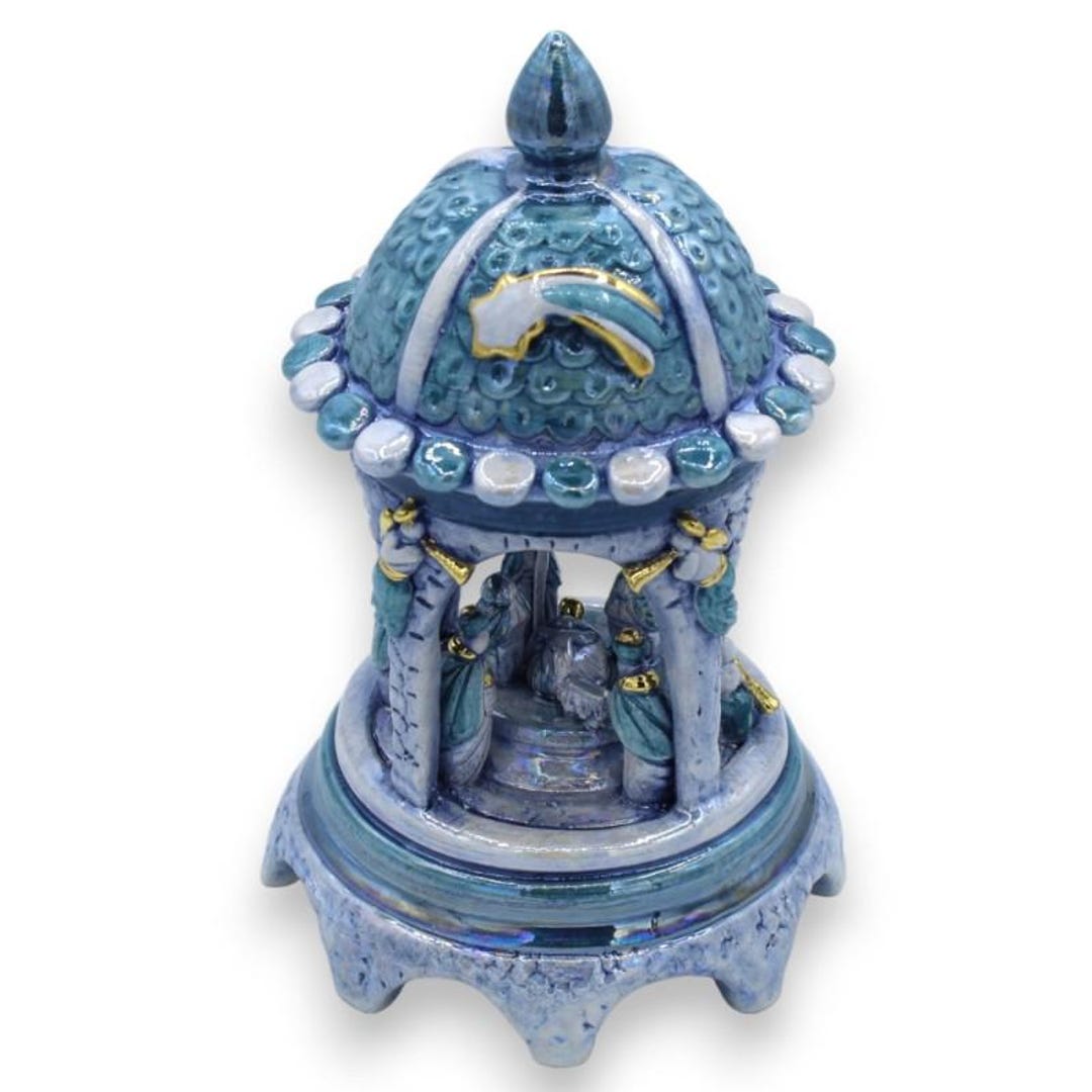 Baroque Dome Nativity Scene in Caltagirone Ceramic, Approx. 20 Cm High ...