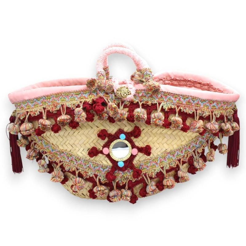Dwarf Palm Basket, Typical Sicilian Lined Bag, L 44 X 28 Cm Approx ...
