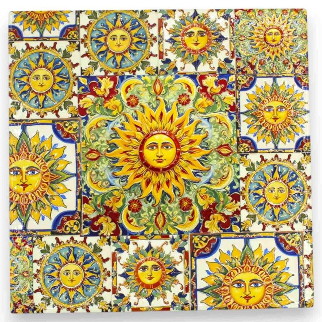 Ceramic Pot Rest, Sicilian Sun Decoration in Relief, With Non-slip Cork ...