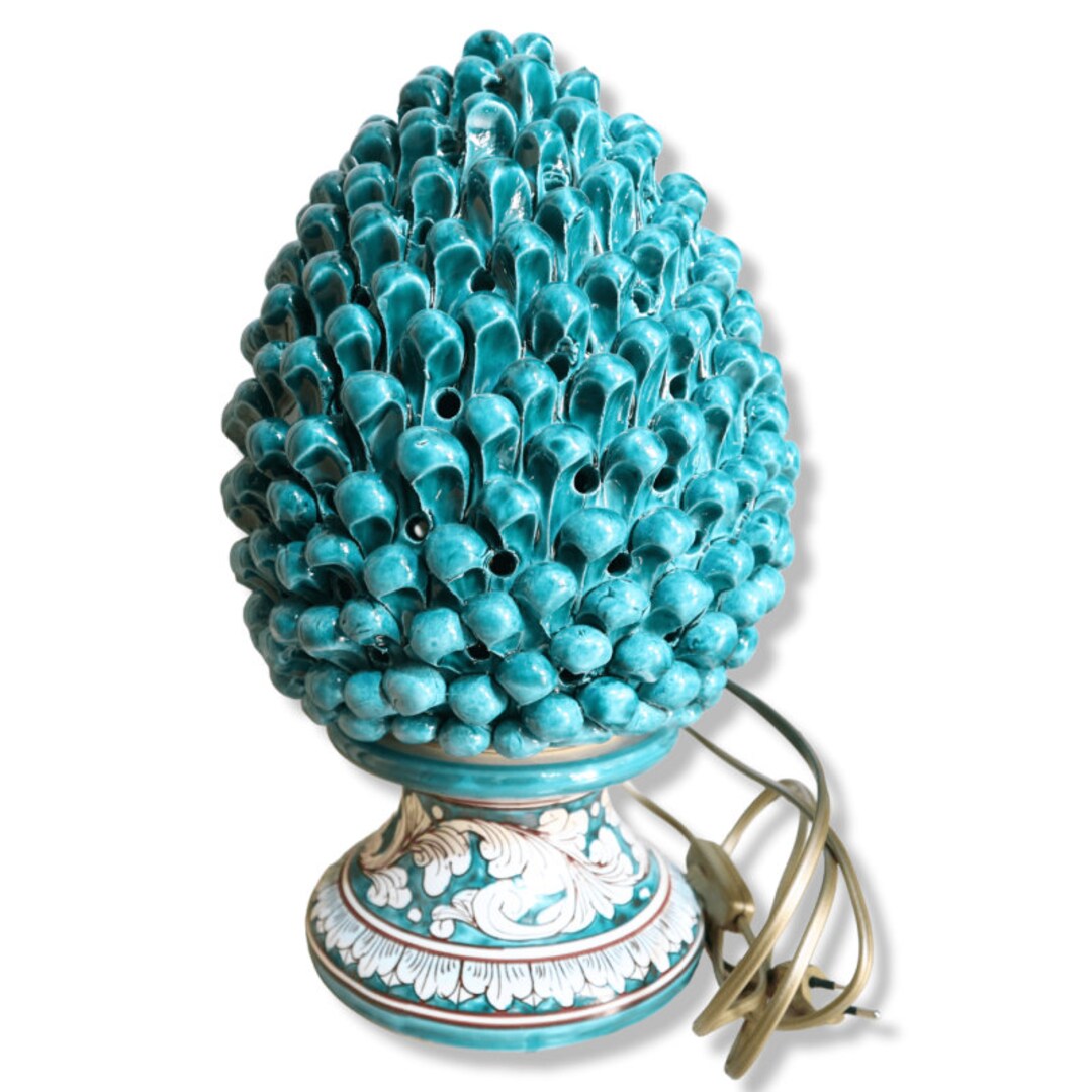 Perforated Pigna Lamp in Caltagirone Ceramic, Verderame Color With ...