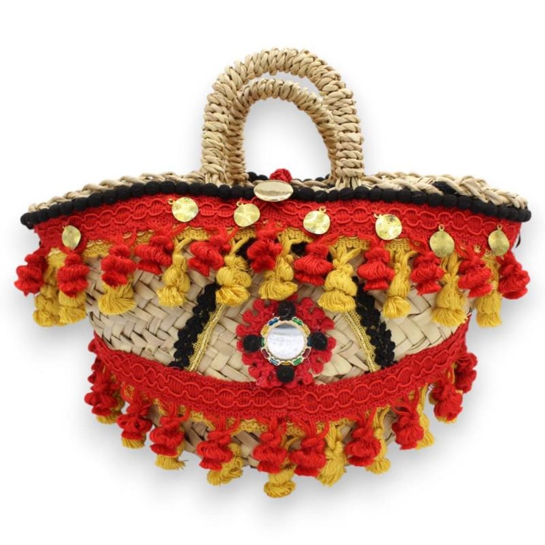 Dwarf Palm Coffa, Typical Sicilian Lined Bag, L 32 X 25 Cm Approx. With ...