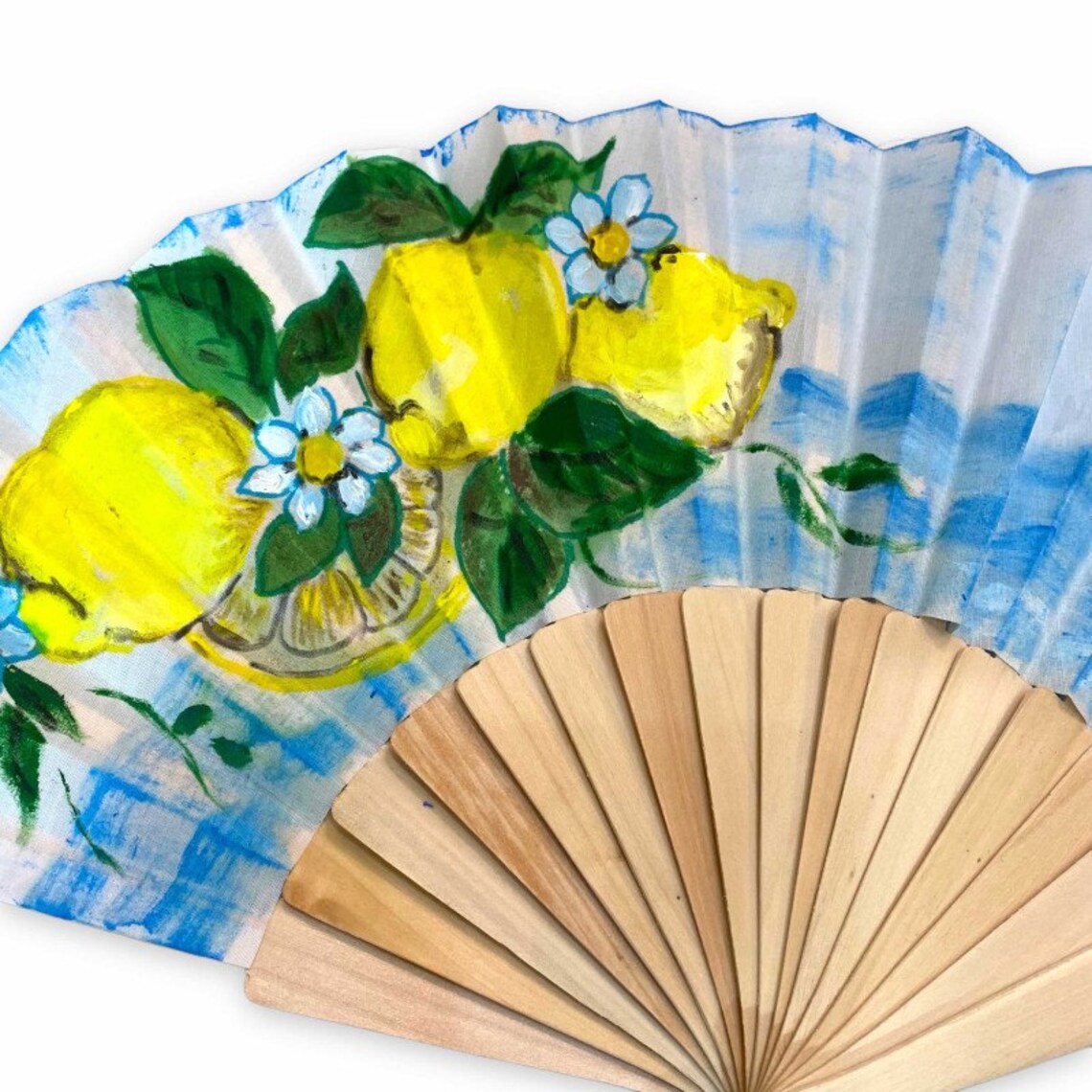Handcrafted Wooden Fan With Hand-decorated Fabric, Glimpse of Landscape ...