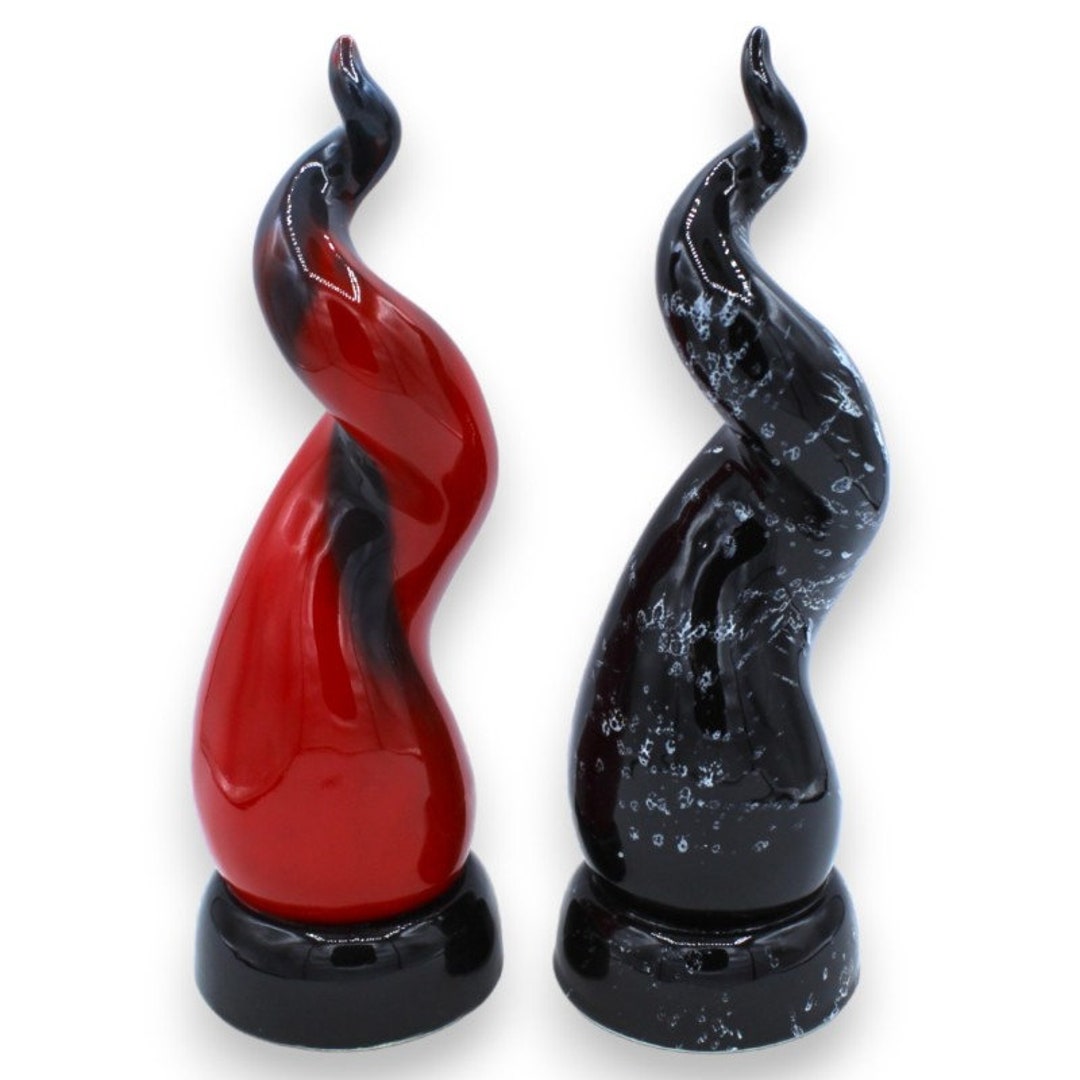 Vertical Lucky Horn in Sicilian Ceramic H Approx. 30 Cm 1pc With Two ...