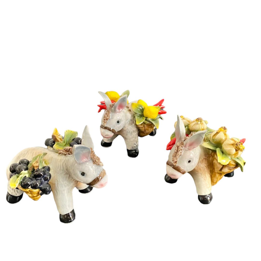 U Sciccariaddu Donkey With Fruit in Handmade Ceramic - Cm 12x10 Large ...