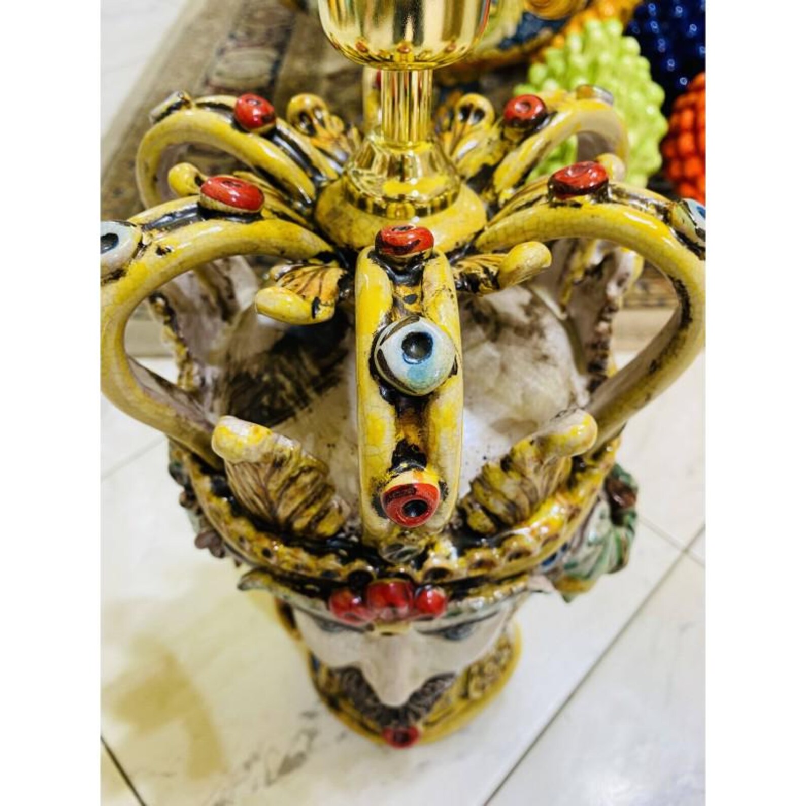 Caltagirone Moor's Head Lamp With Empire-style Crown, Antique ...