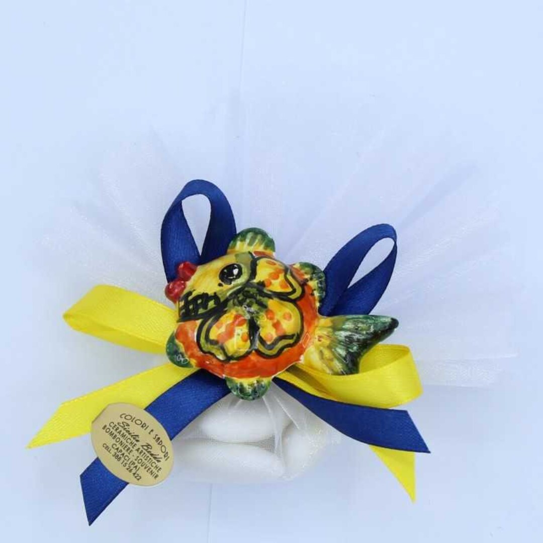 Hand-decorated Ceramic Fish Magnet Favor Complete With Sack With 5 ...