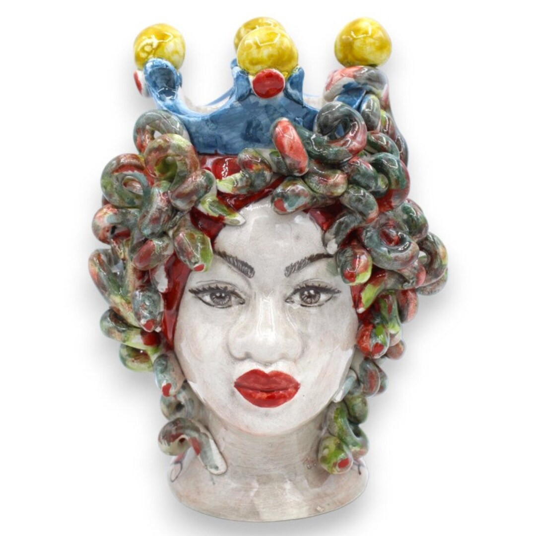 Head of Medusa, Mythological Figure in Caltagirone Ceramic H Approx. 20 ...