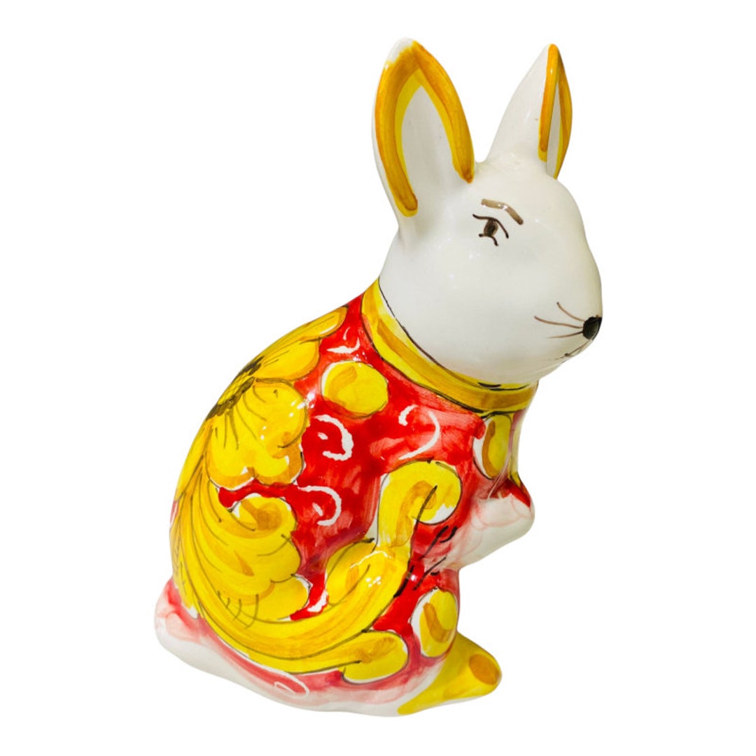 Standing Rabbit, Small Model, in Sicilian Ceramic, Yellow Baroque ...