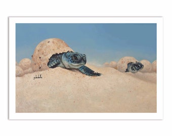 Sea Turtle Art Print 8x10 Beach Wall Decor - Etsy