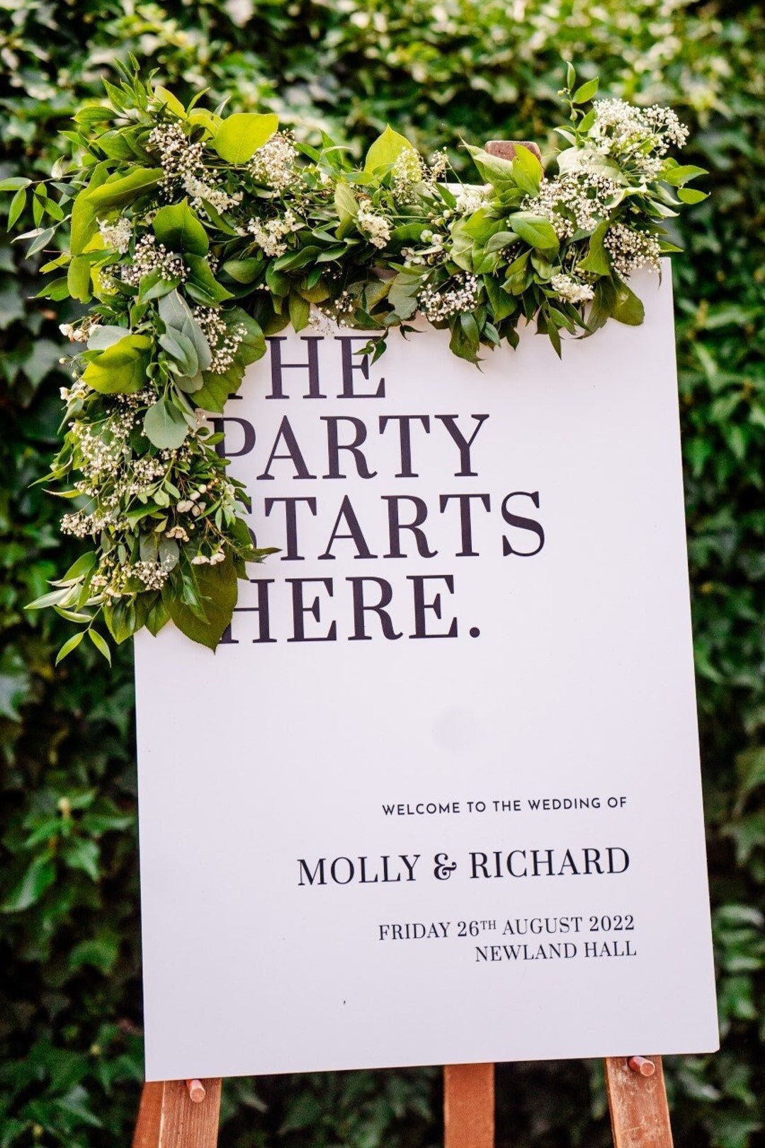 The Party Starts Here Welcome Wedding Sign, Personalised Wedding ...