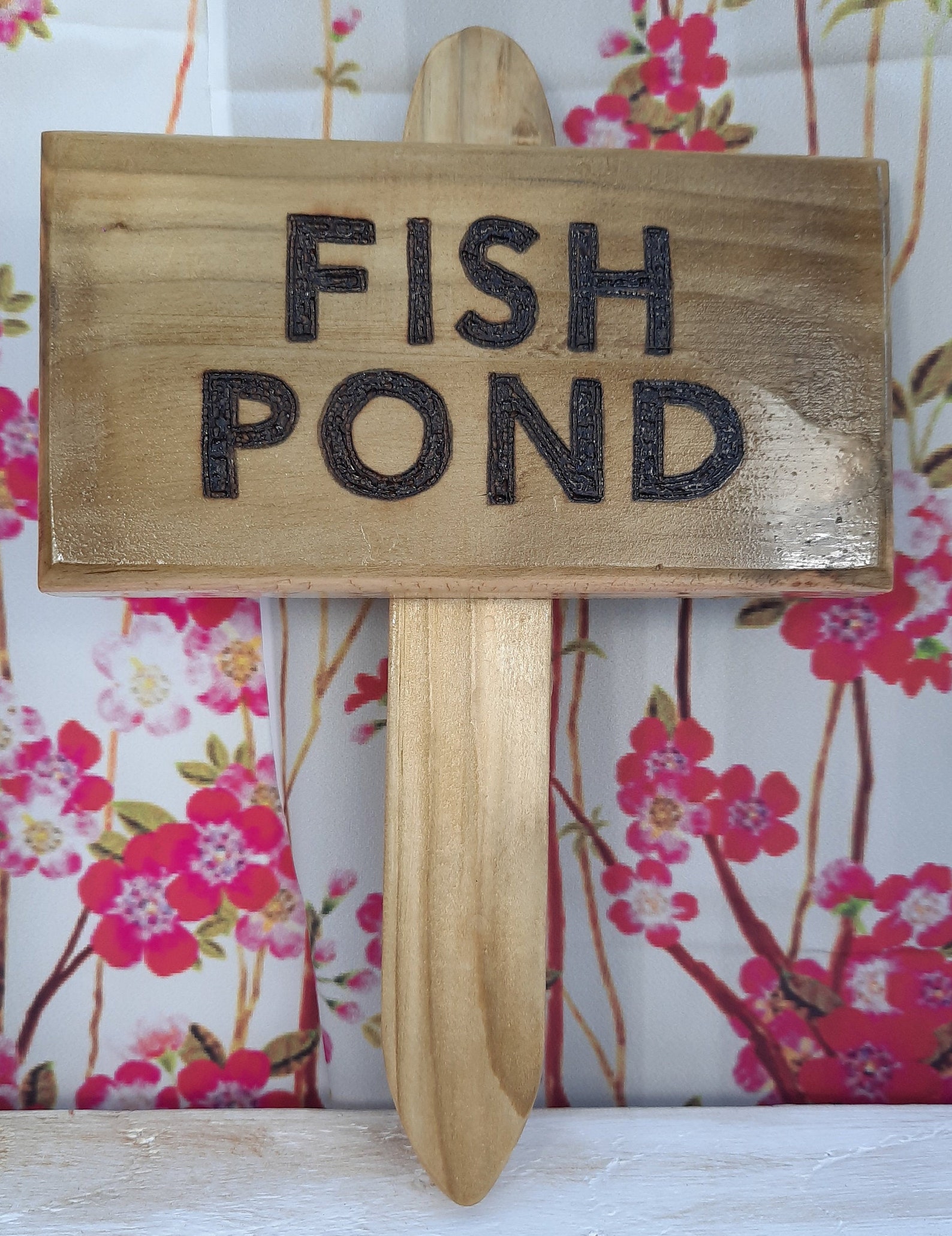 Handcrafted wooden Fish Pond standing sign | Etsy