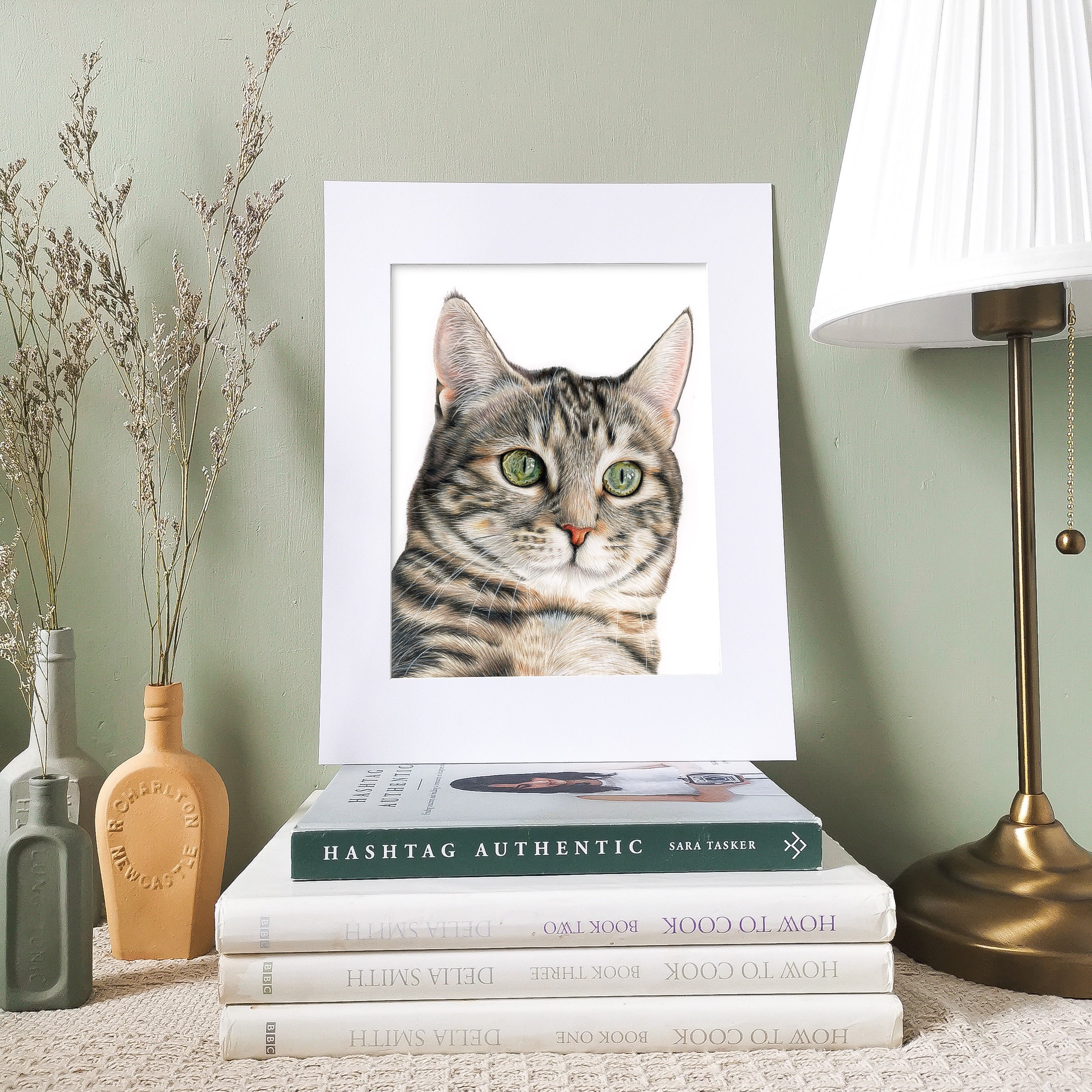 Tabby Cat Art Print | Tabby Cat Print | Cat Print | Mounted Print | Pet ...