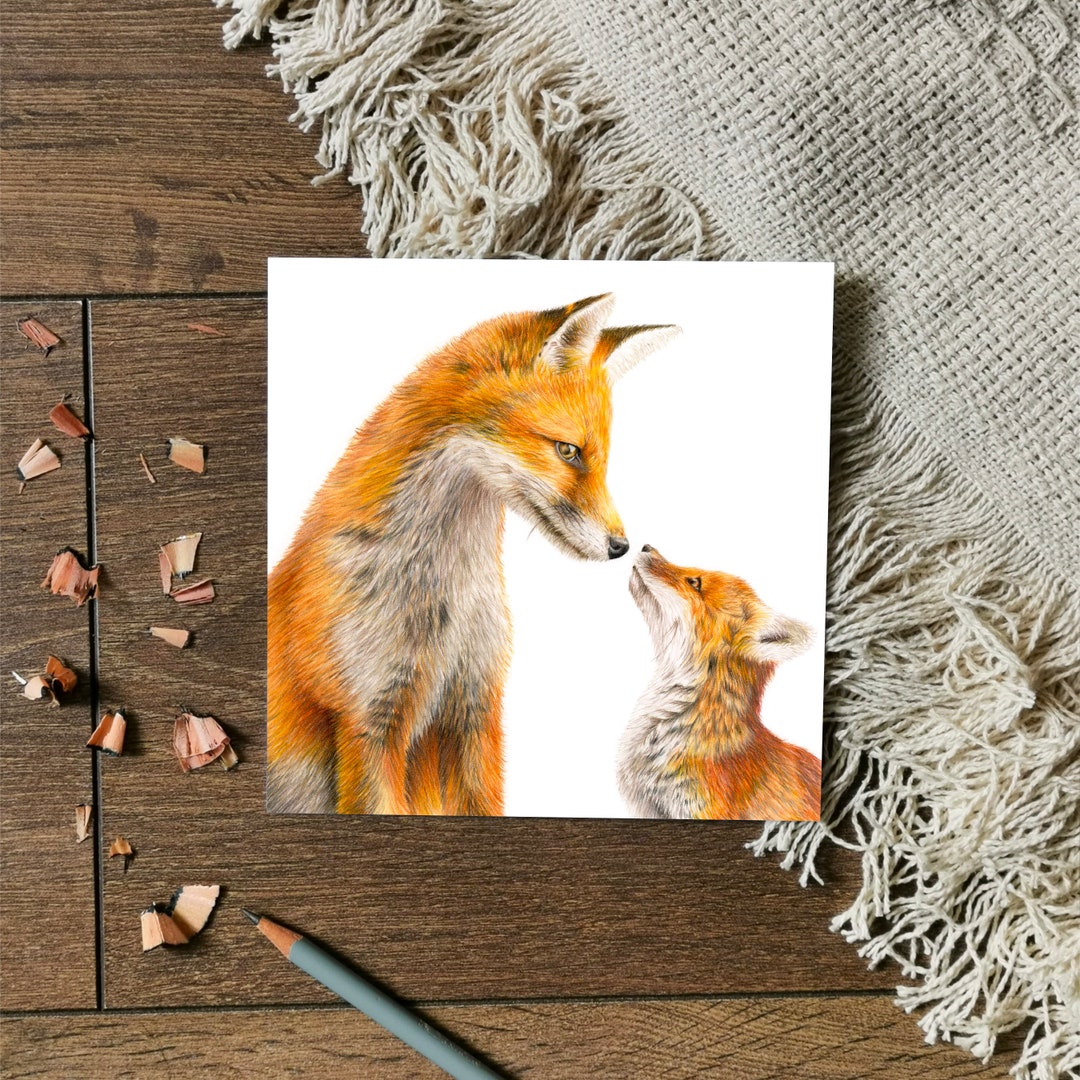 Fox Greetings Card Foxes Fox and Cub Card Woodland Wildlife Card ...