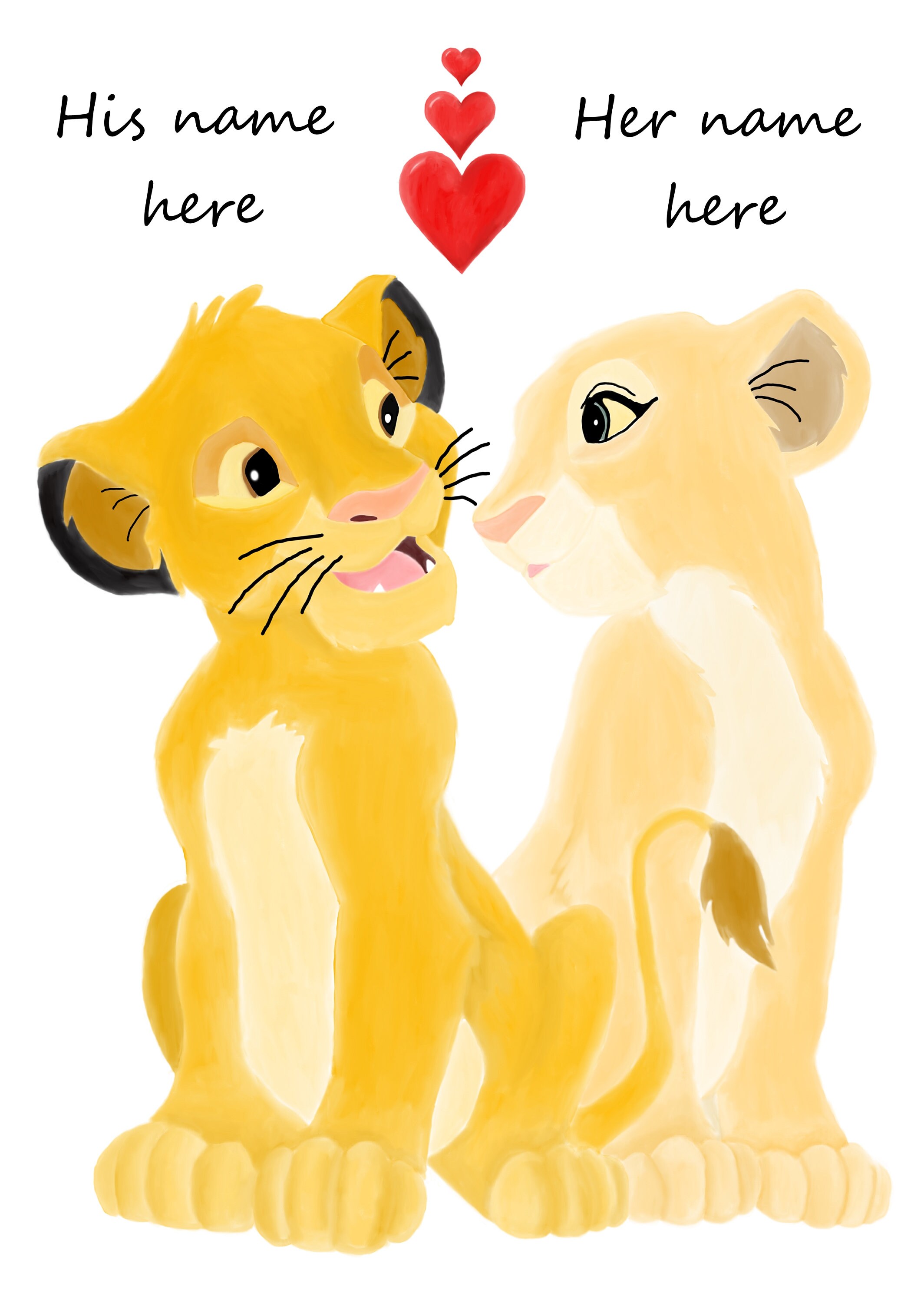 Simba Nala Lion King A4 Print Decor Poster Disney Love Couple - Etsy