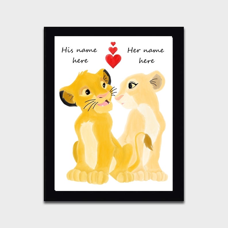 Simba Nala Lion King A4 Print Decor Poster Disney Love Couple Marriage ...