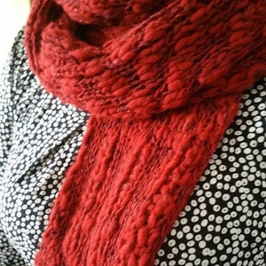 Hand Knit Ruby Red Wool Scarf: Extra Long Winter Loop Shawl - Etsy