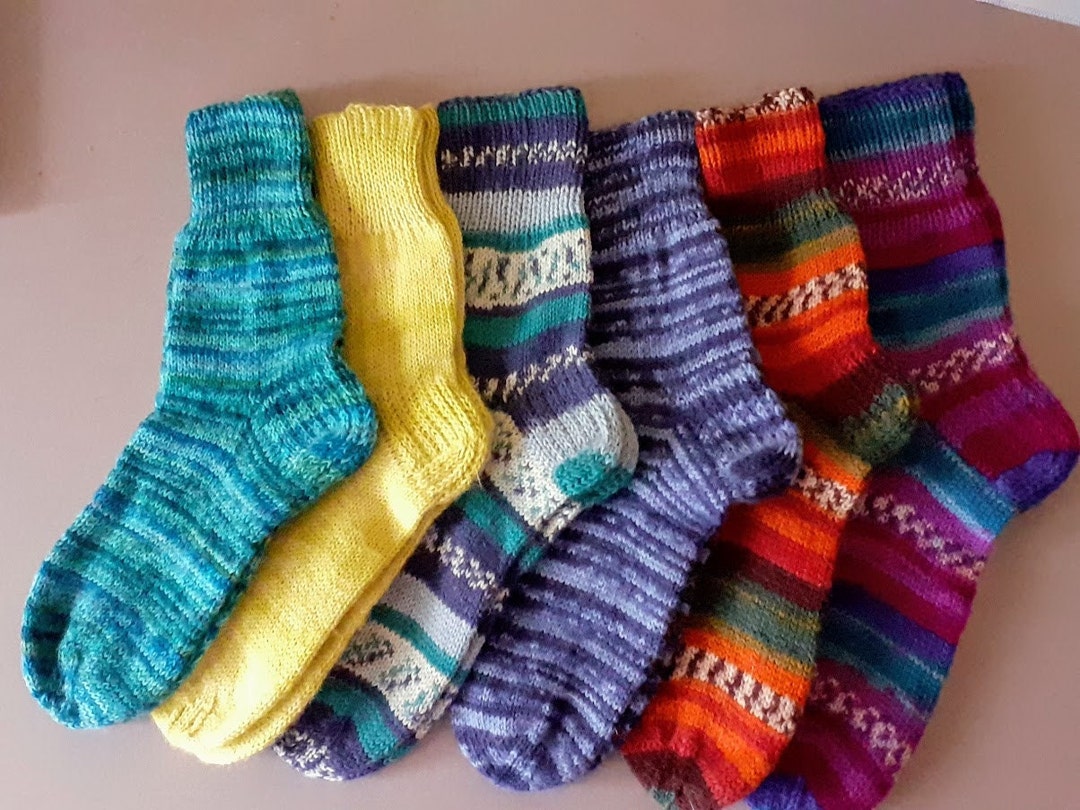 Hand Knit Wool Socks - Etsy