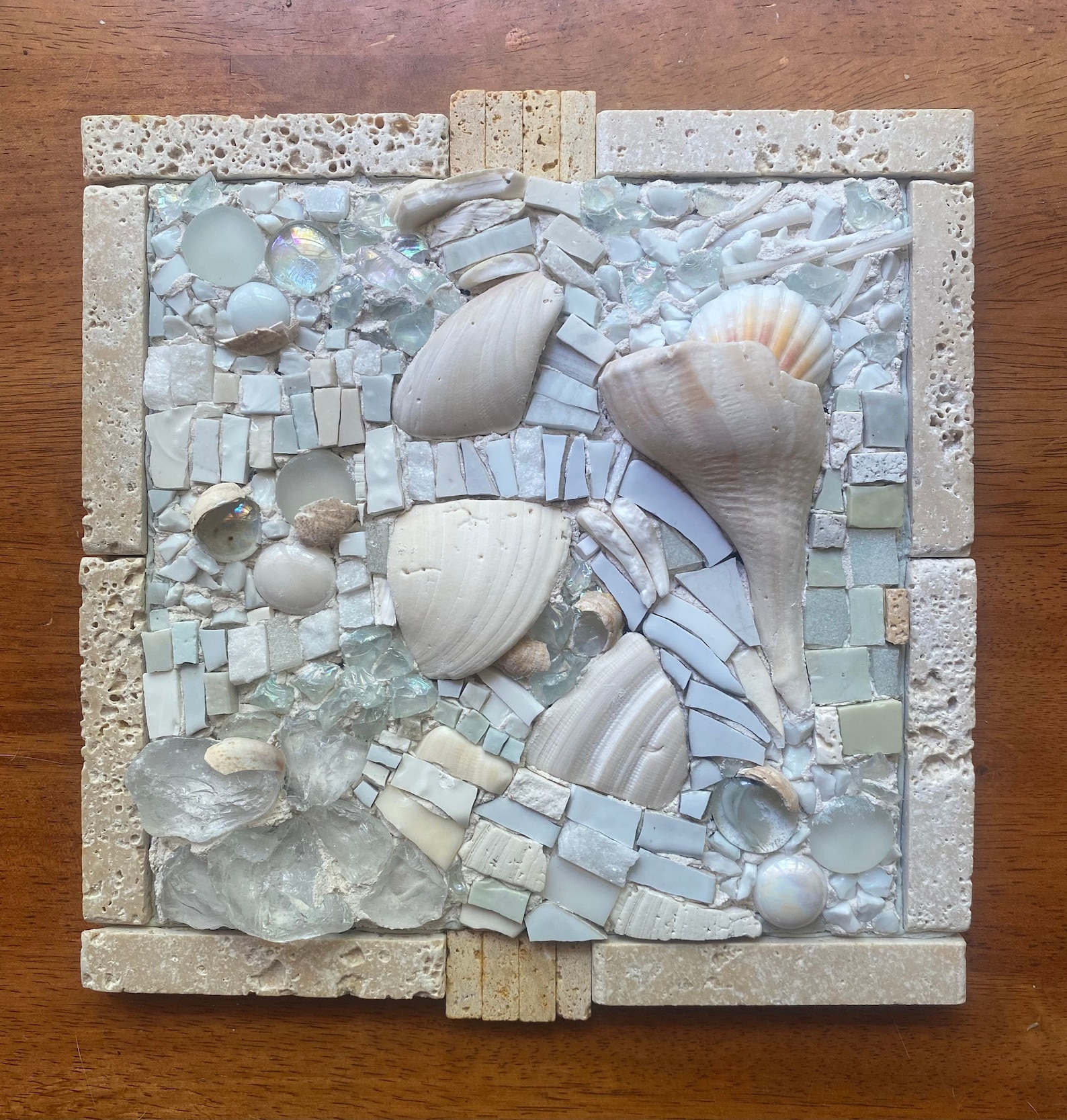Seaside Mosaic Assemblage With Shells Wall Art - Etsy