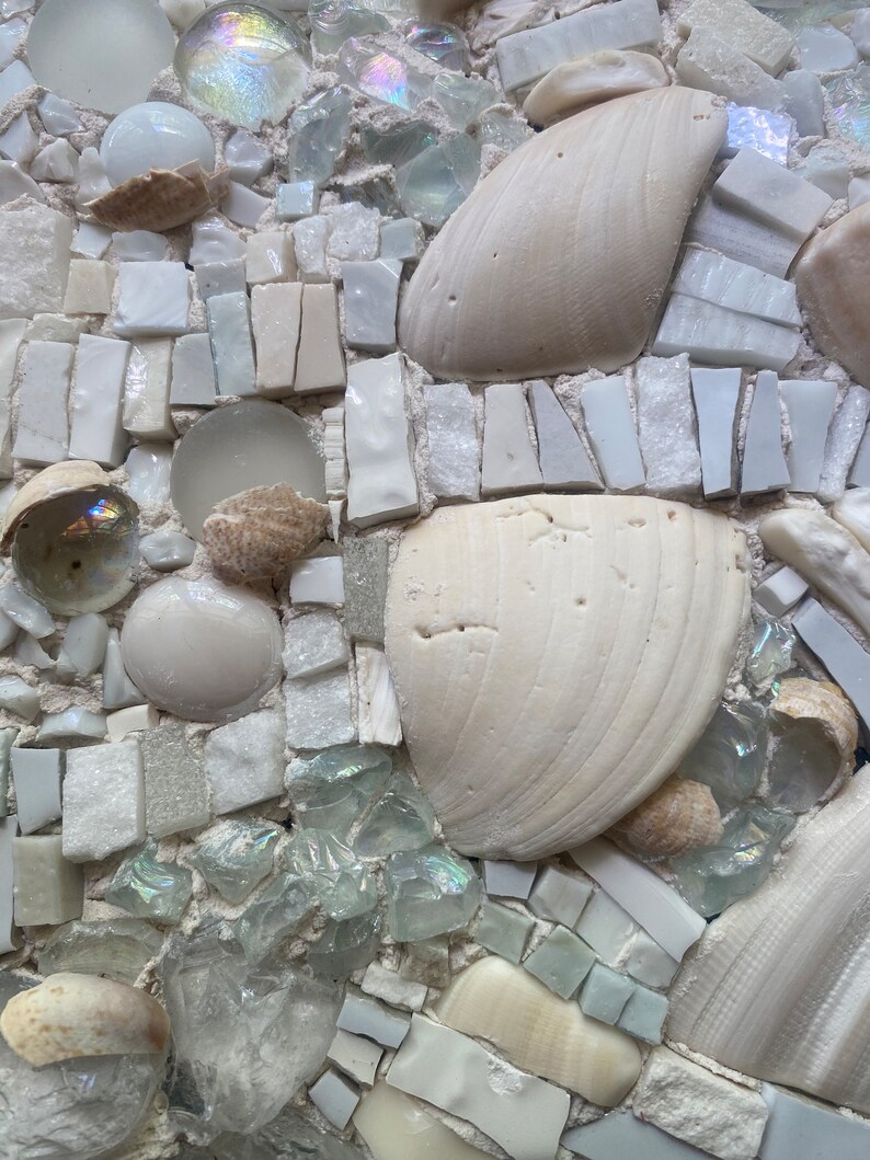 Coastal Serenity Mosaic Art - Seaside Mosaic Assemblage With Shells ...